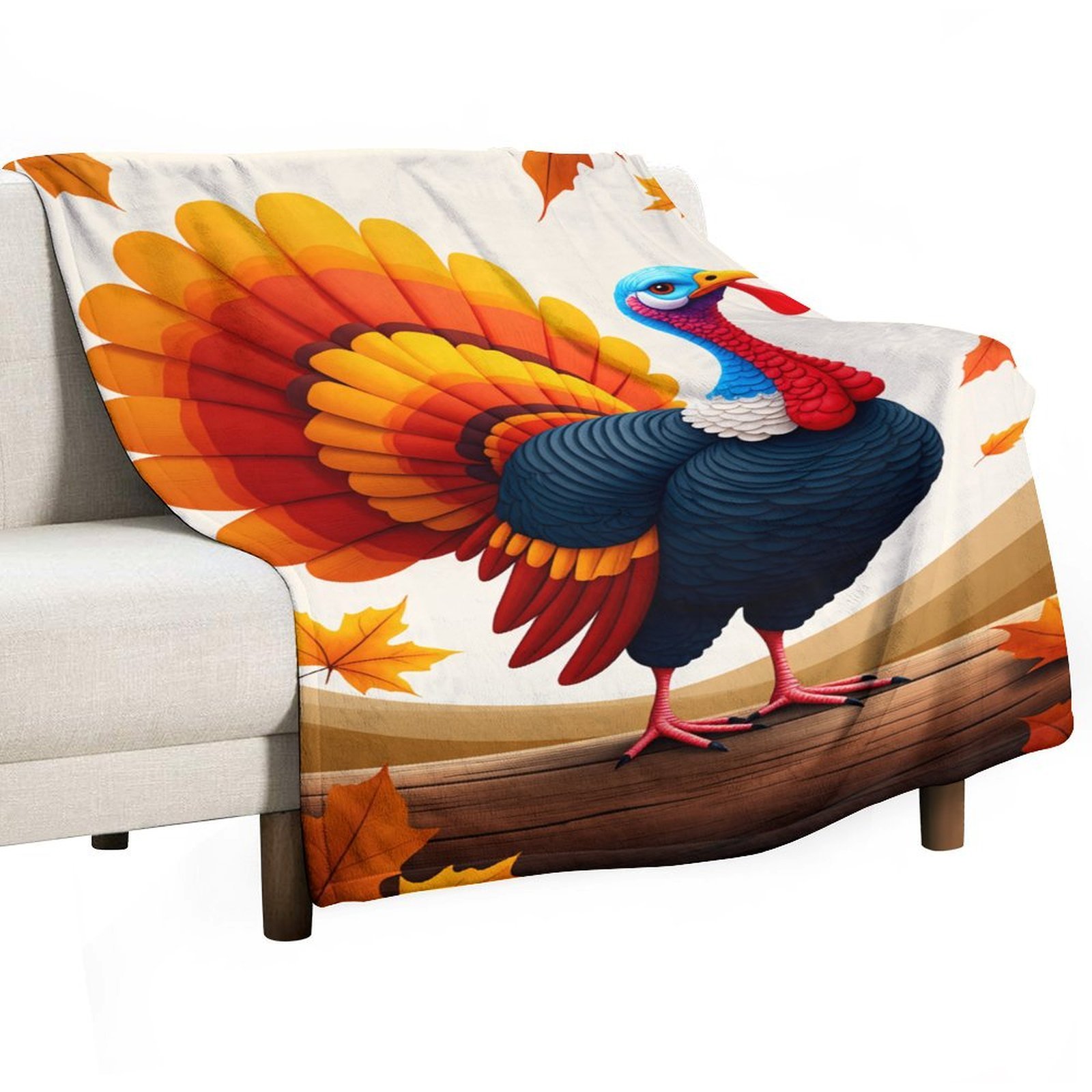 Autumn Happy Thanksgiving Turkey Flannel Blanket Blanket for Couch Sofa ...