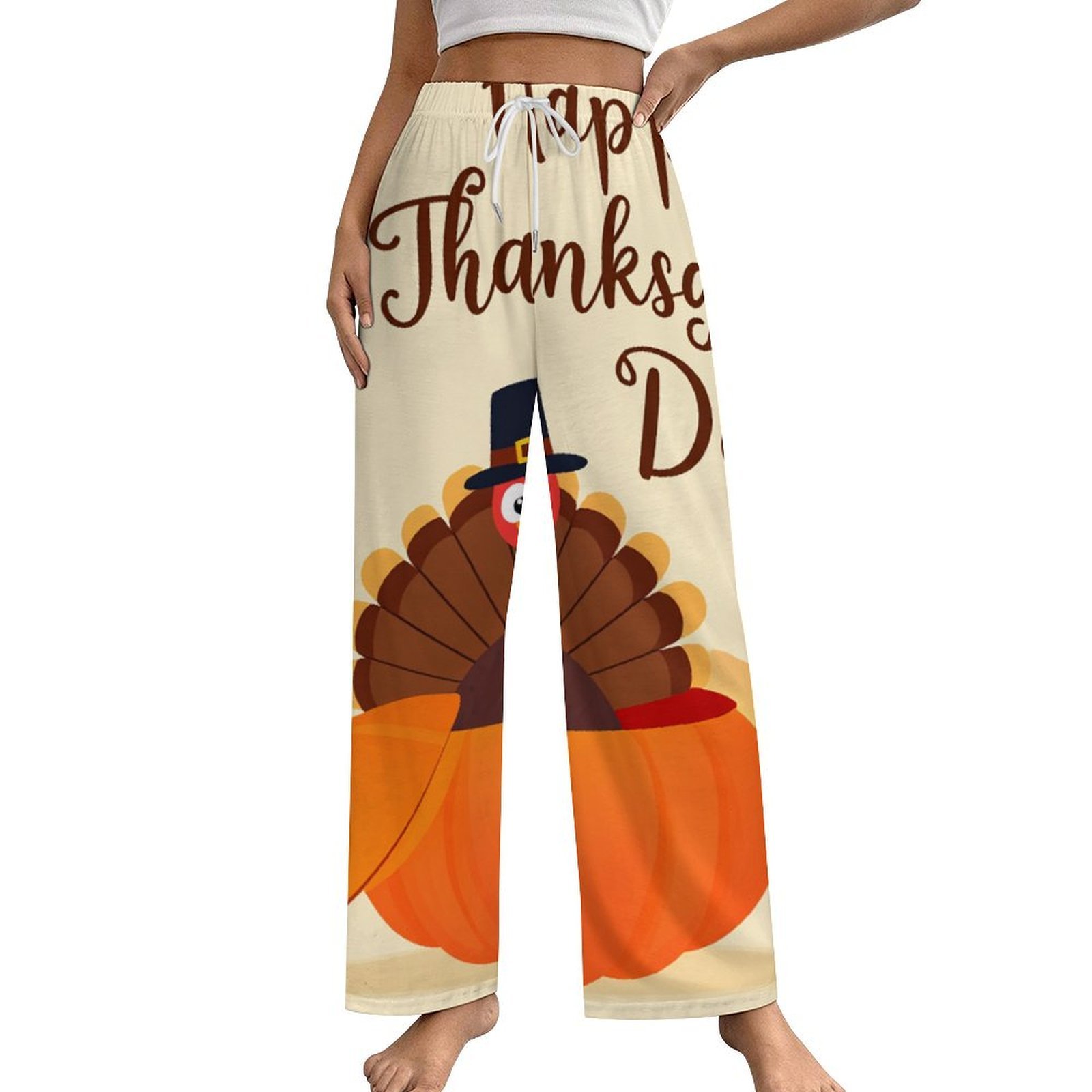 Autumn Happy Thanksgiving Turkey Pajama Pants Breathable with Pockets ...