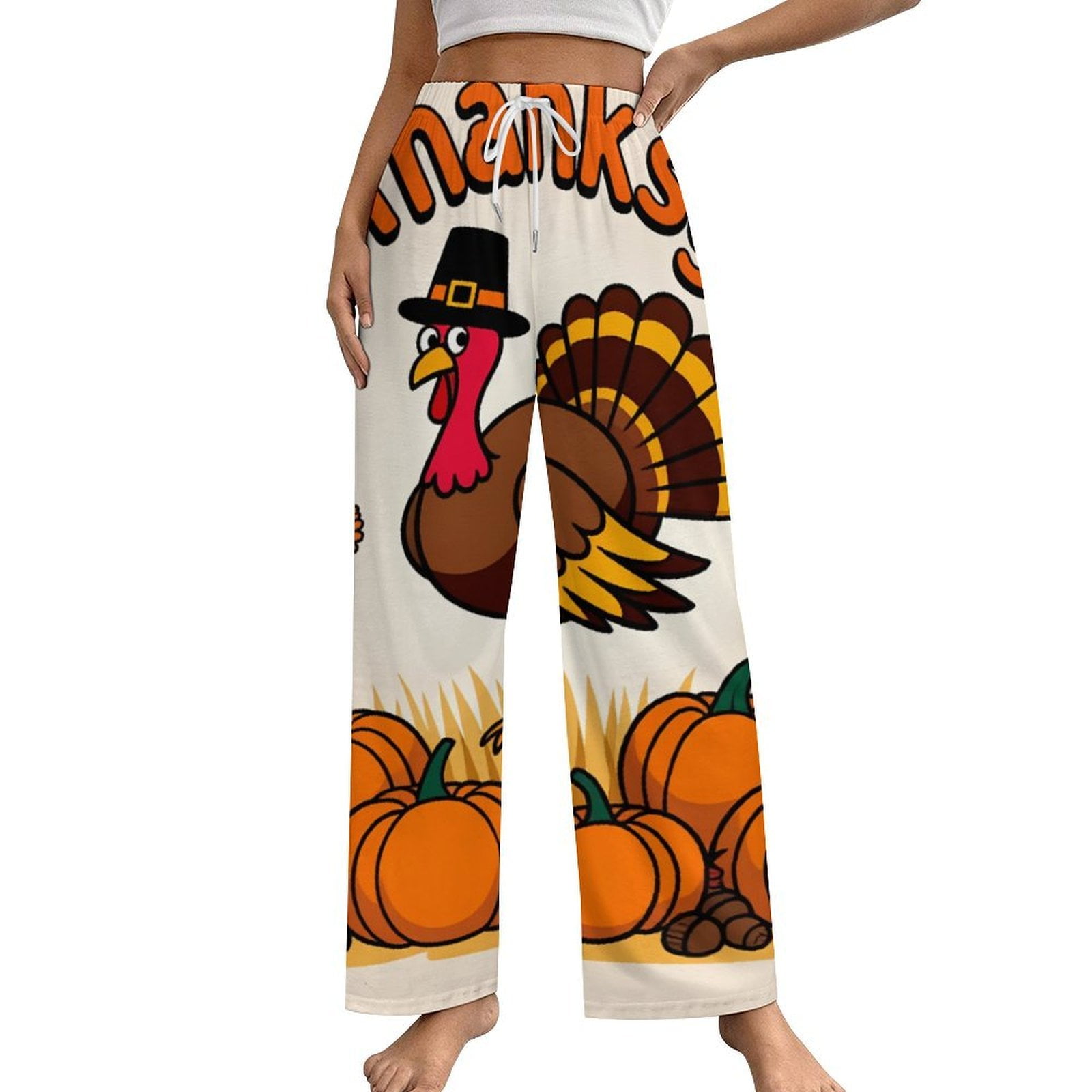 Autumn Happy Thanksgiving Turkey Pajama Pants Breathable with Pockets ...