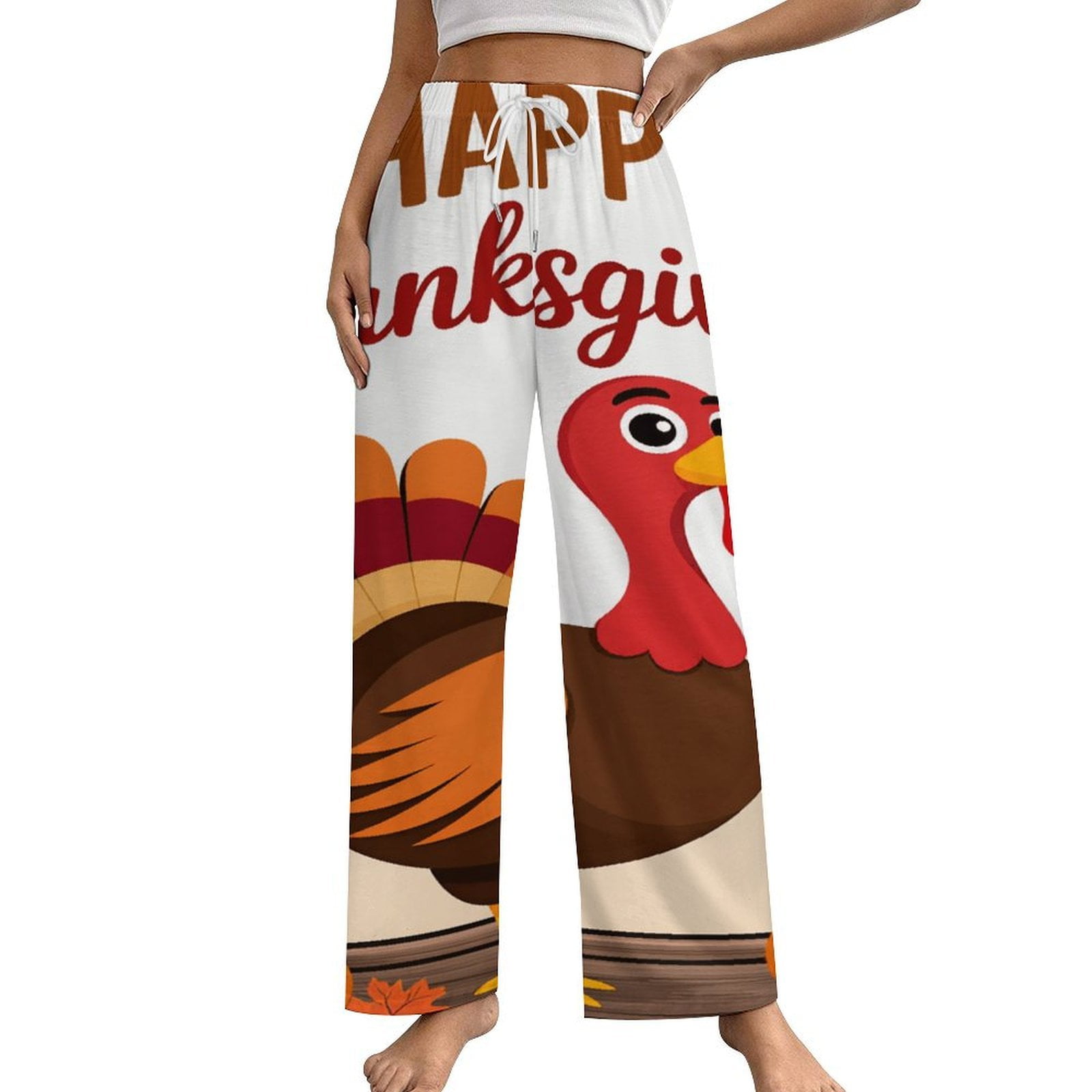 Autumn Happy Thanksgiving Turkey Pajama Pants Breathable with Pockets ...