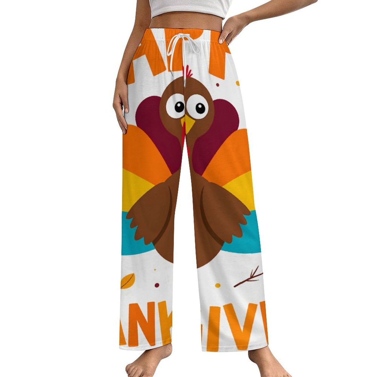 Autumn Happy Thanksgiving Turkey Pajama Pants Comfortable Elastic Waist ...