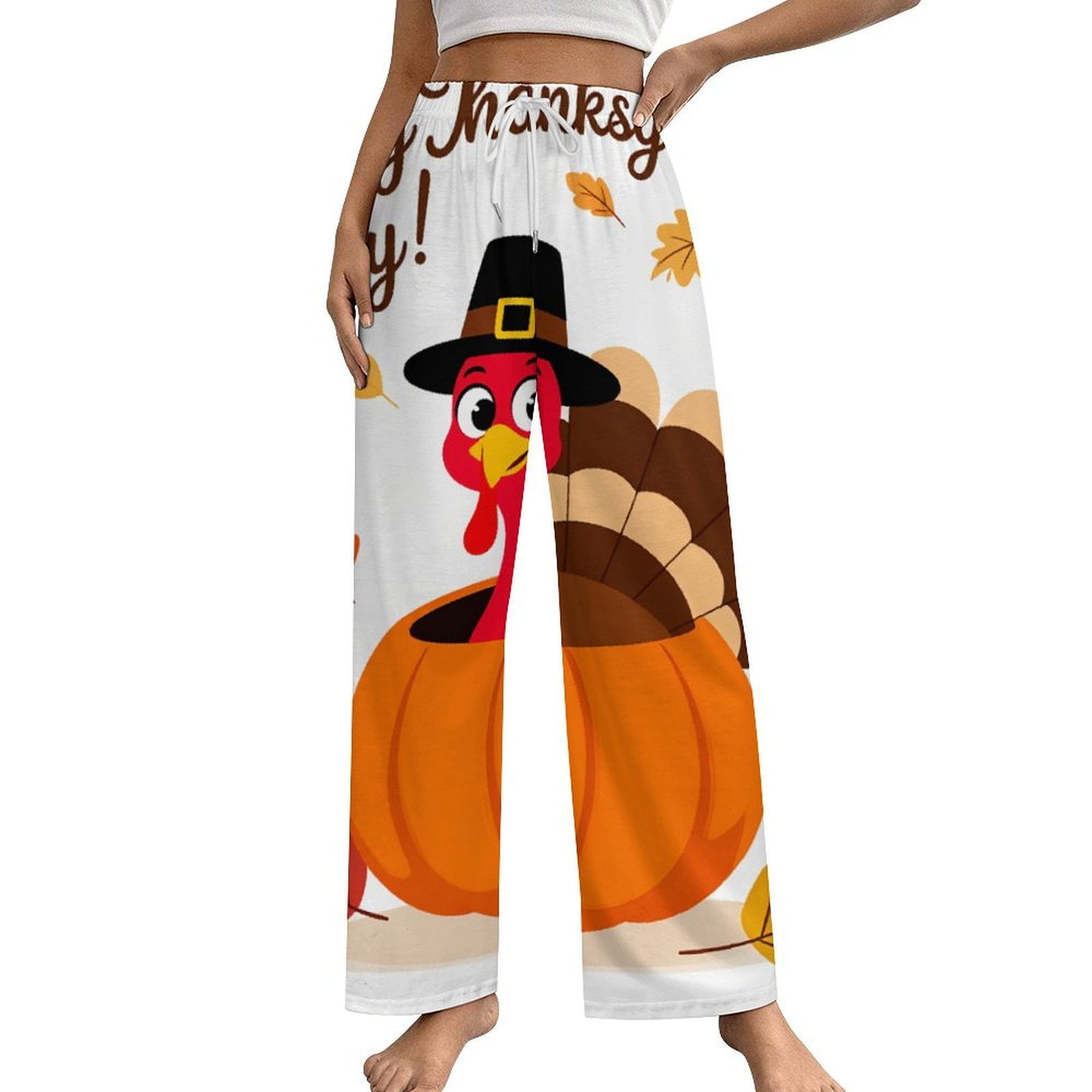 Autumn Happy Thanksgiving Turkey Pajamas For Women Loose Retro Night ...