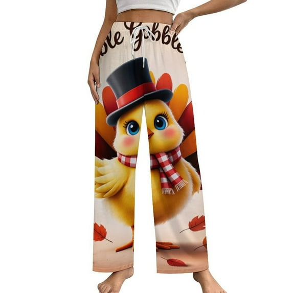 Autumn Happy Thanksgiving Turkey Pajamas For Women Loose Retro Night ...