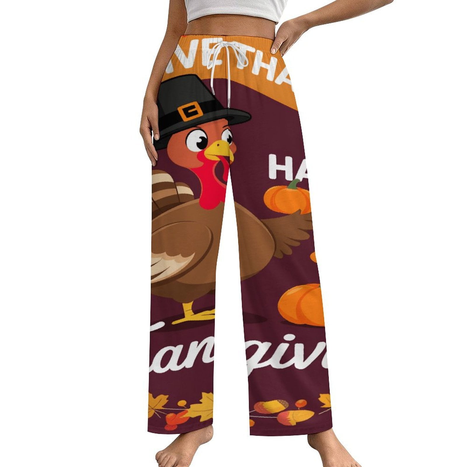 Autumn Happy Thanksgiving Turkey Pajamas For Women Loose Retro Night ...