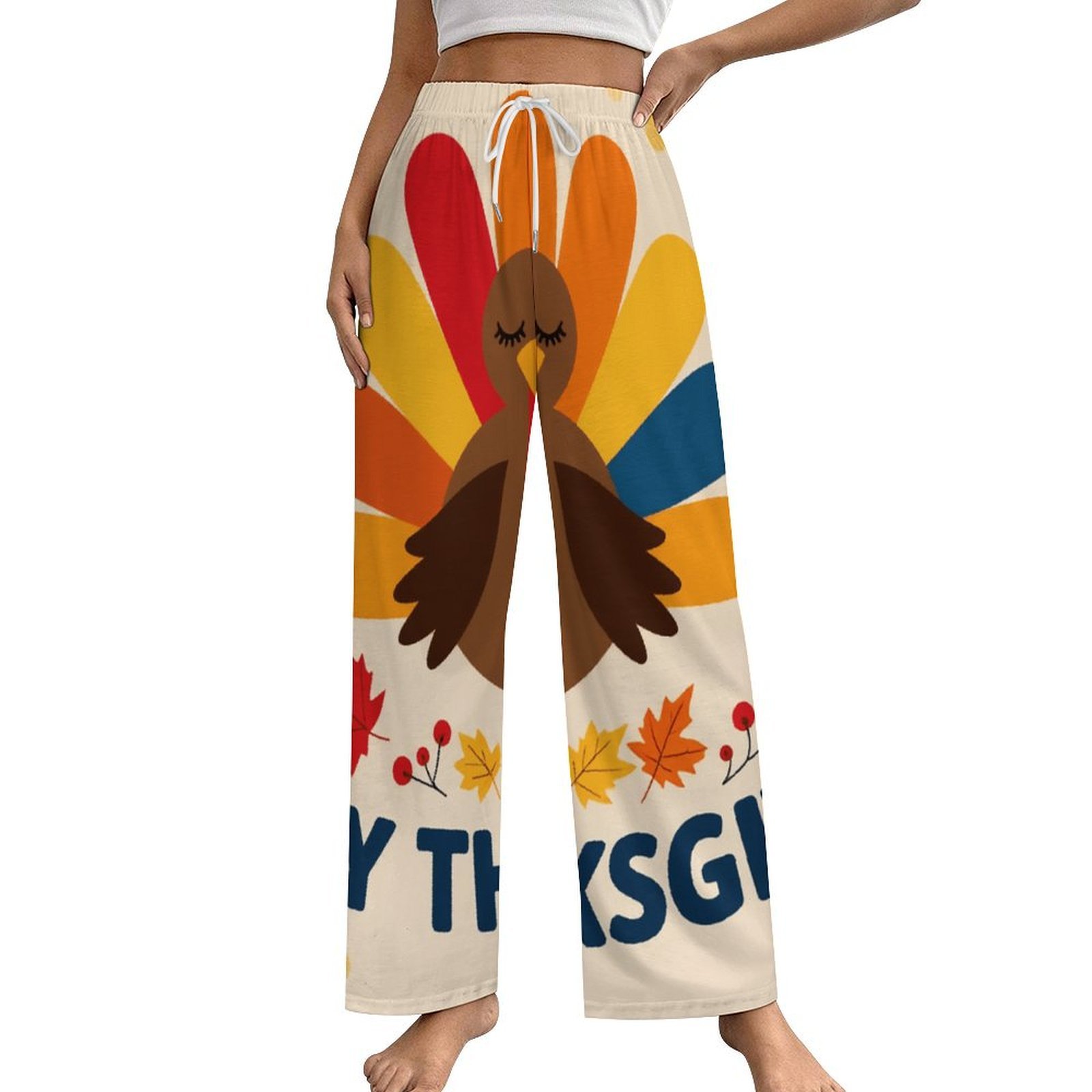 Autumn Happy Thanksgiving Turkey Pajamas For Women Loose Retro Night ...
