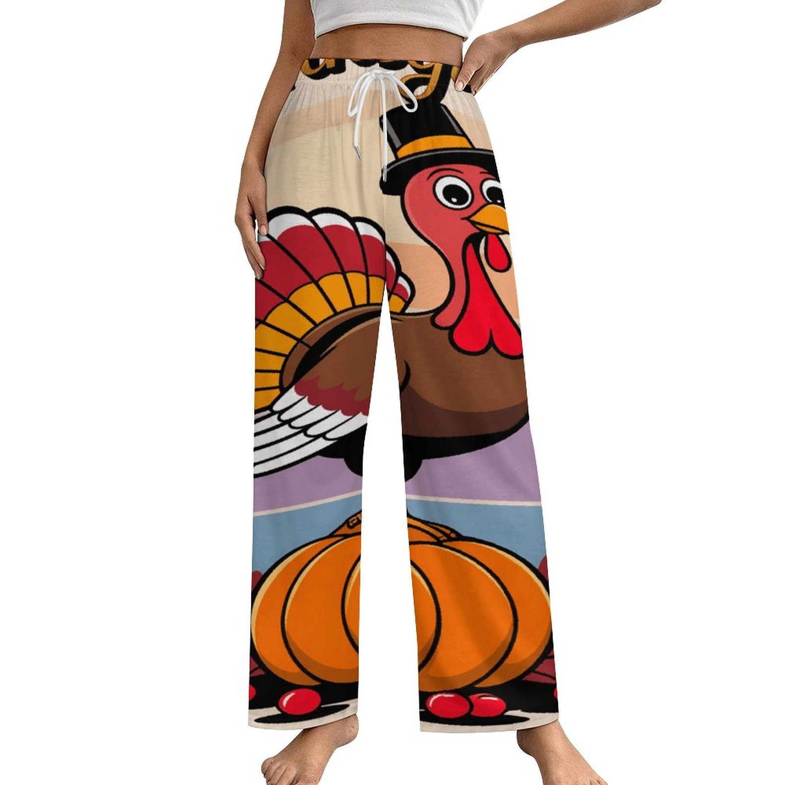Autumn Happy Thanksgiving Turkey Pajamas For Women Loose Retro Night ...
