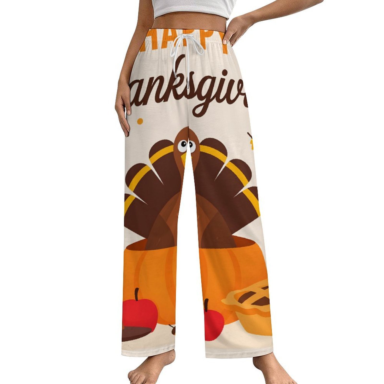 Autumn Happy Thanksgiving Turkey Pajamas Leisure Trousers Soft Warm ...