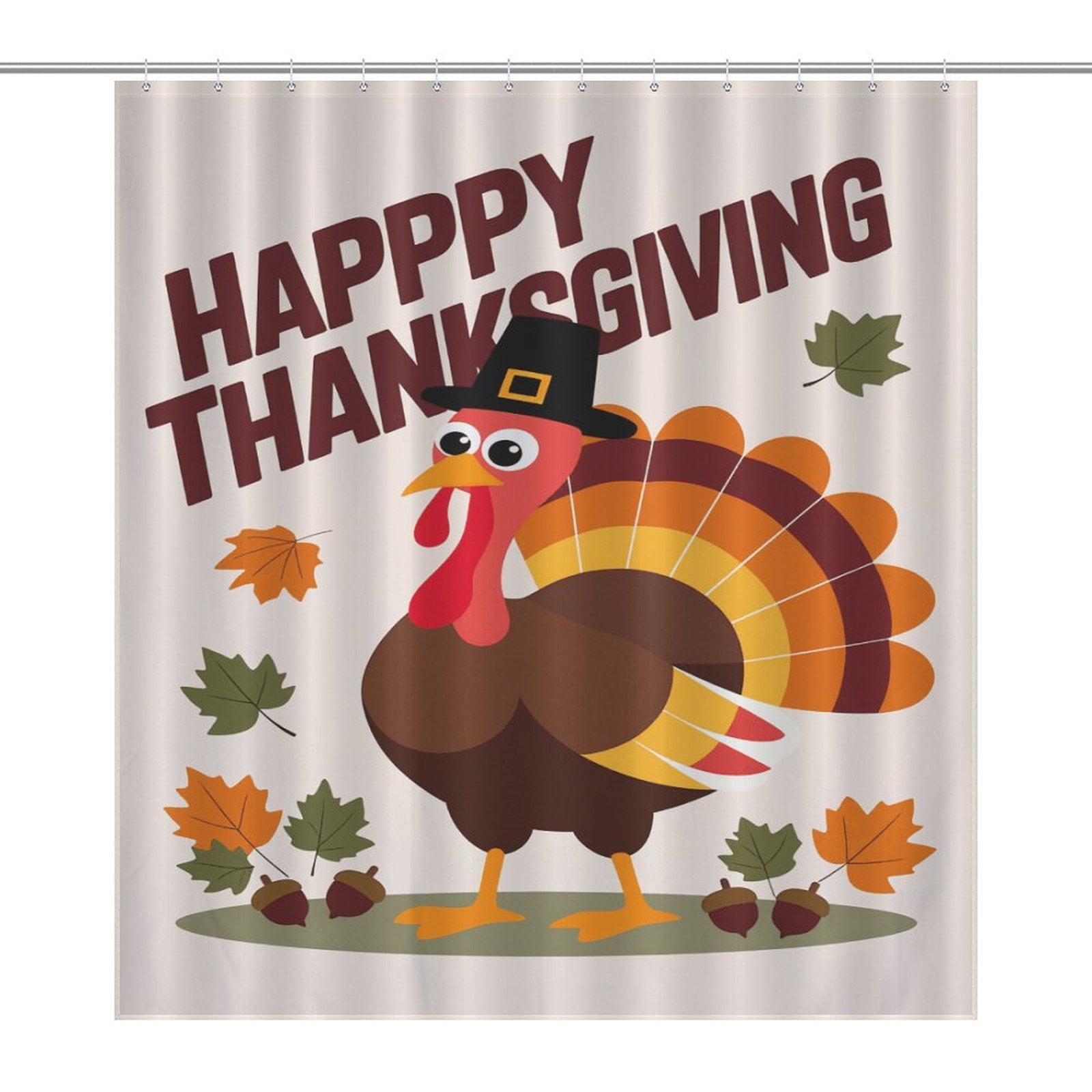 Autumn Happy Thanksgiving Turkey Shower Curtain Bathroom Curtains ...
