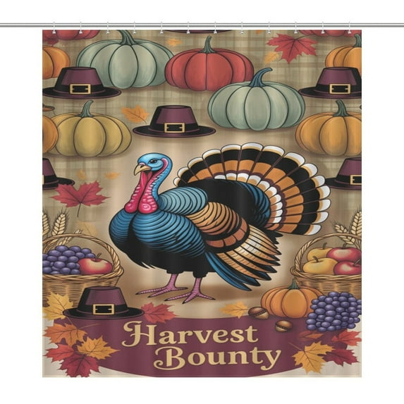 Autumn Happy Thanksgiving Turkey Shower Curtain Bathroom Curtains ...