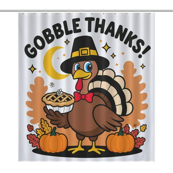 Autumn Happy Thanksgiving Turkey Shower Curtain Bathroom Curtains ...