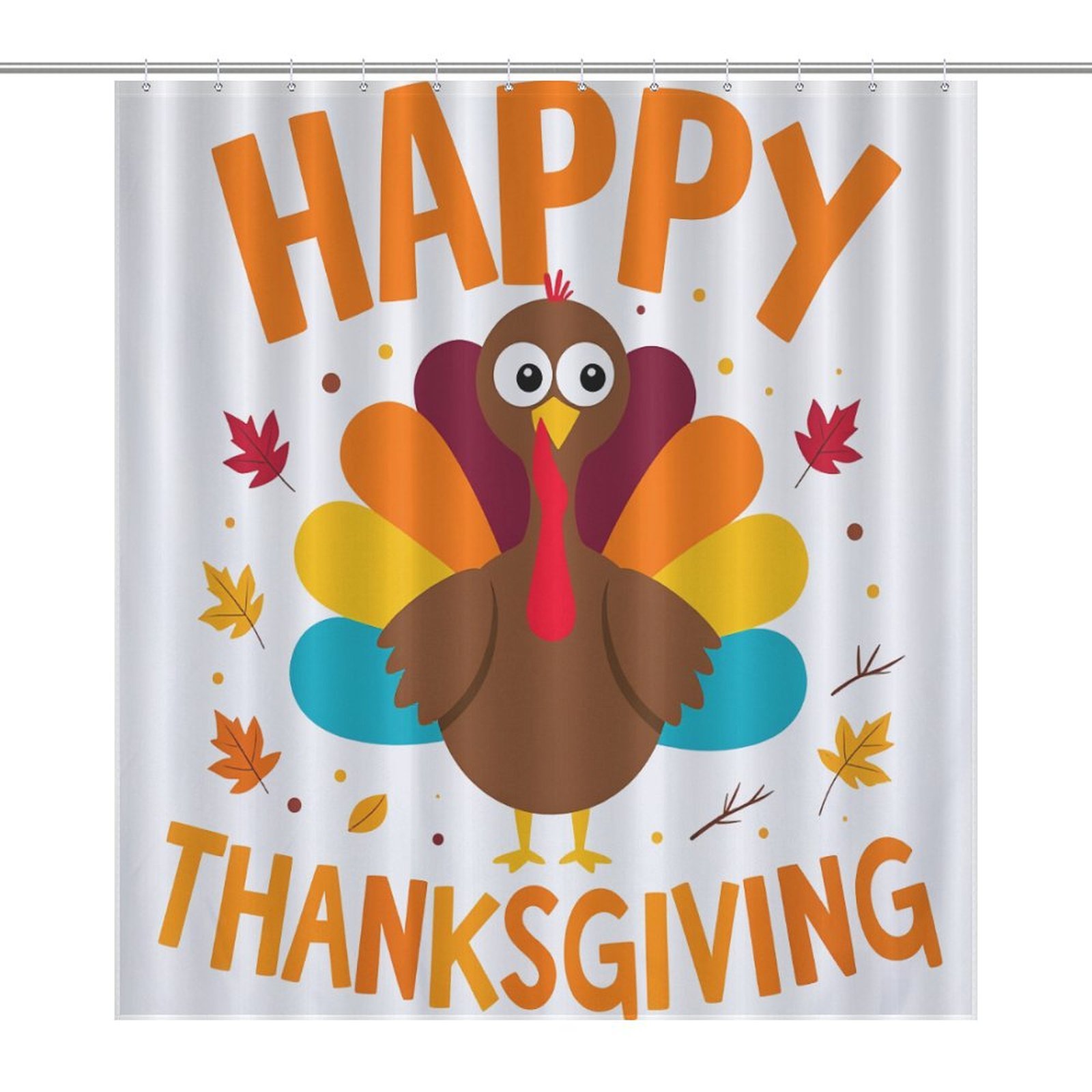 Autumn Happy Thanksgiving Turkey Shower Curtain Bathtub Decor Bathroom ...