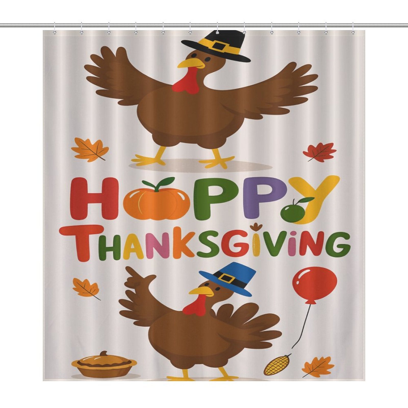 Autumn Happy Thanksgiving Turkey Shower Curtain Bathtub Decor Bathroom ...