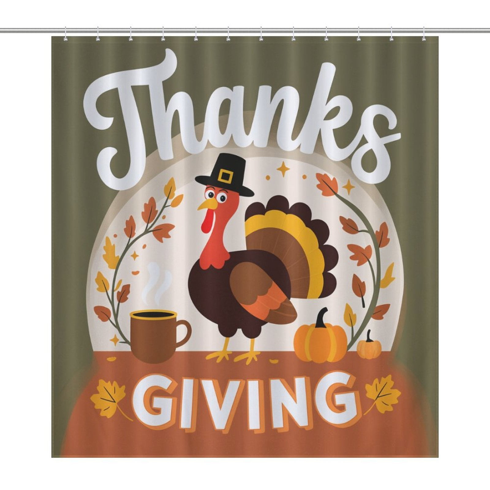 Autumn Happy Thanksgiving Turkey Shower Curtain Modern Home Bathroom ...