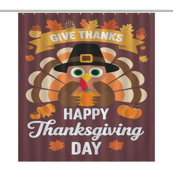 Autumn Happy Thanksgiving Turkey Shower Curtain Modern Home Bathroom ...