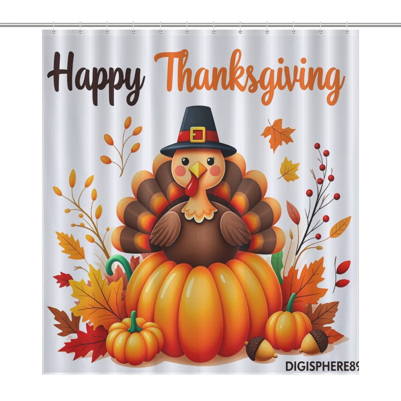 Autumn Happy Thanksgiving Turkey Shower Curtain Modern Home Bathroom ...