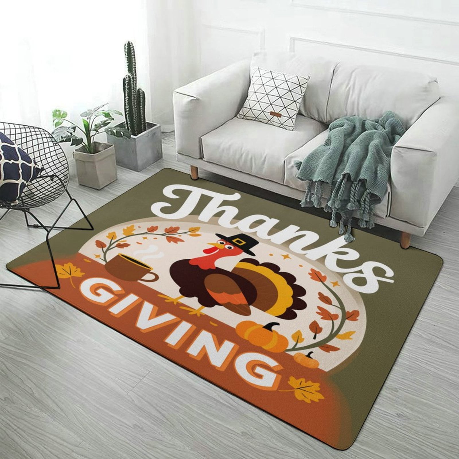 Autumn Happy Thanksgiving Turkey Soft Comfy Area Rugs Carpet Suitable ...