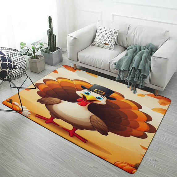 Autumn Happy Thanksgiving Turkey Soft Comfy Area Rugs Carpet Suitable ...