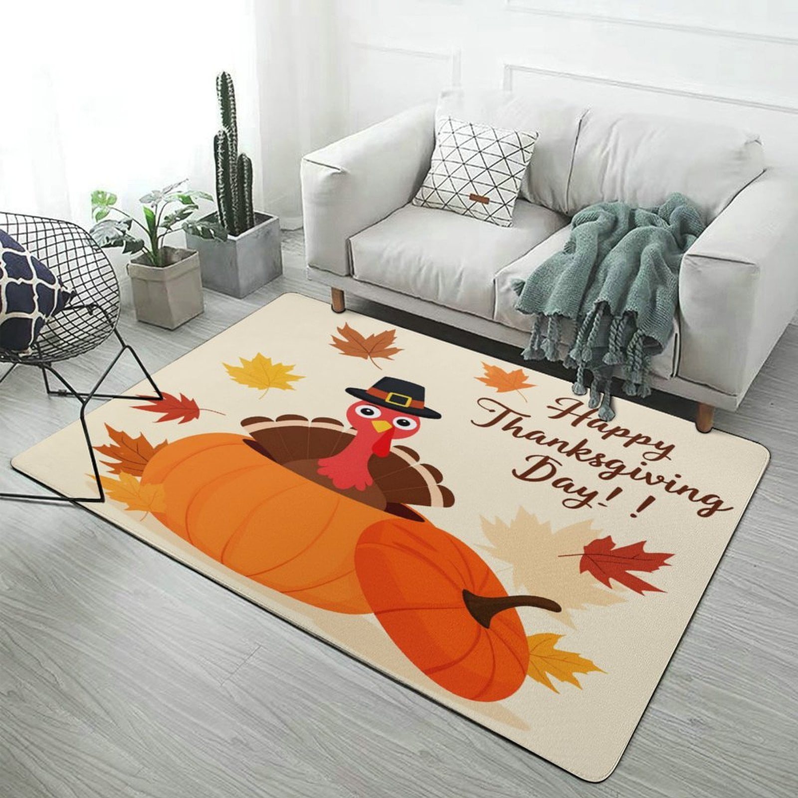 Autumn Happy Thanksgiving Turkey Soft Comfy Area Rugs Carpet Suitable ...