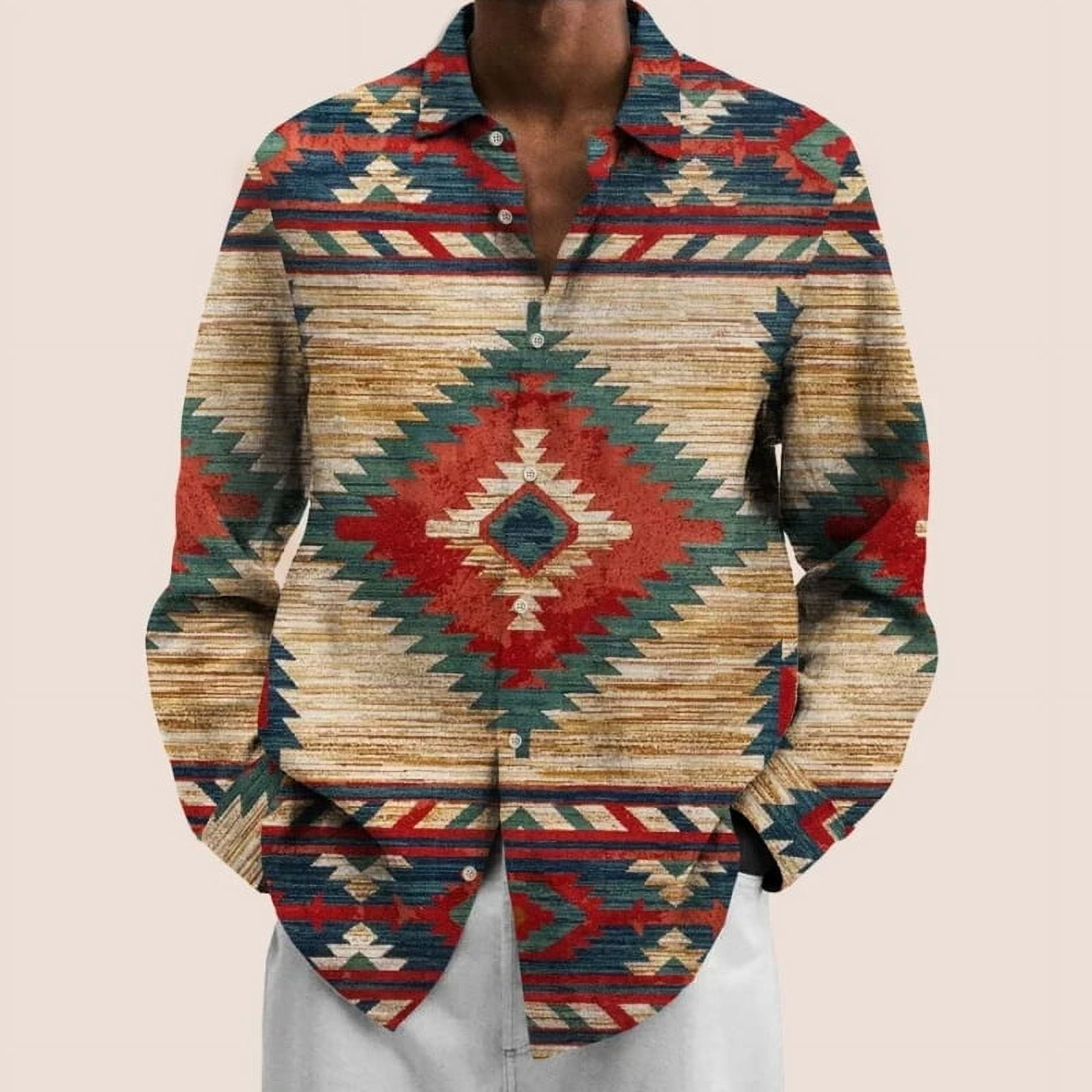 Autumn Harajuku 3D Ethnic Patterns Printed Long Sleeve Shirts For Men ...