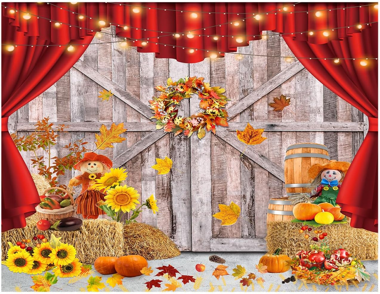 Autumn Harvest Backdrop Fall Woodland Forest Outside Window Backdrop ...