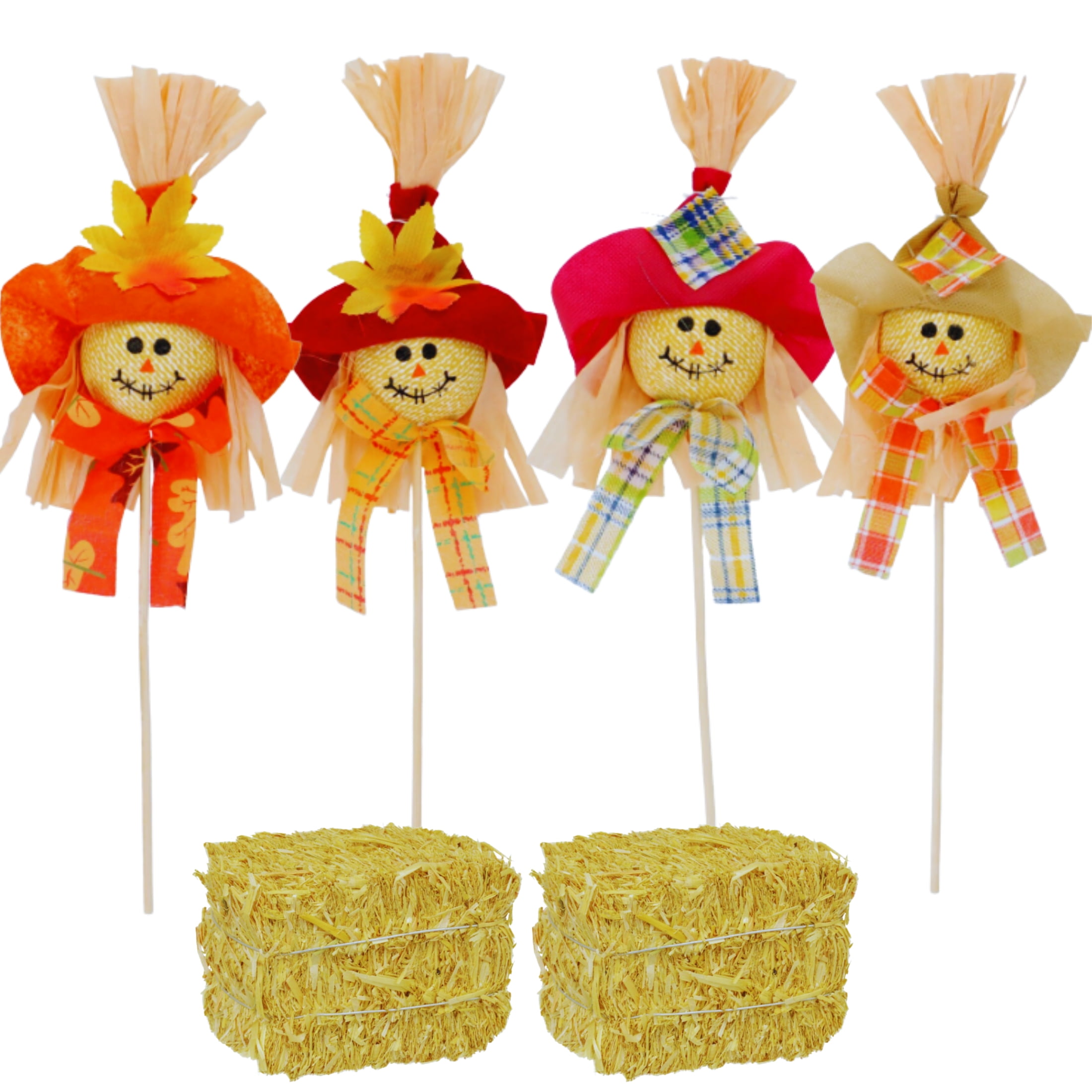 Autumn Harvest Bundle, (4) Assorted Decorative 13.15" Scarecrow Picks ...