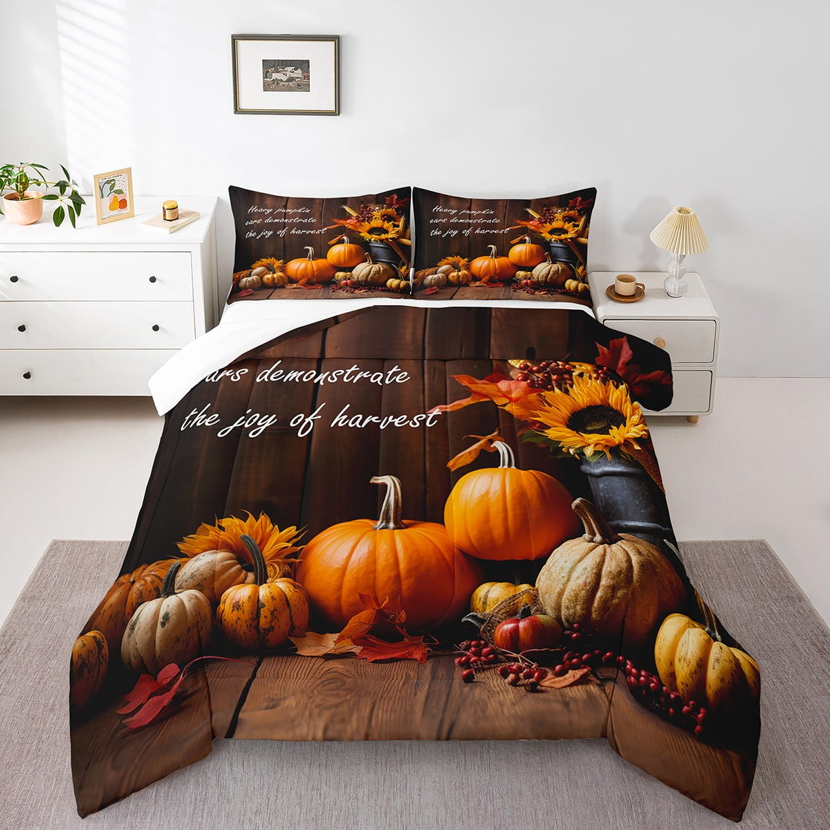 Autumn Harvest Comforter Set Fall Decor Bedding King Size Harvest ...