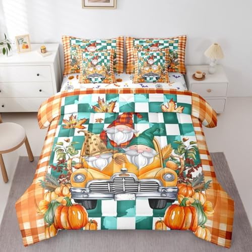 Autumn Harvest Fall Queen Comforter Set - 7 Pieces Bed in a Bag Set ...