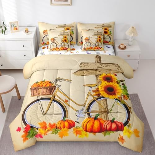 Autumn Harvest Fall Queen Comforter Set - 7 Pieces Bed in a Bag Set ...