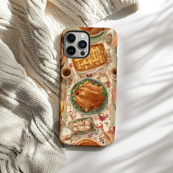 Autumn Harvest Feast Turkey and Pie Farmhouse Art for iPhone 17 to 11 ...