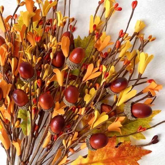 Autumn Harvest Festival Artificial Flowers - 4 Pack of Vibrant Orange ...