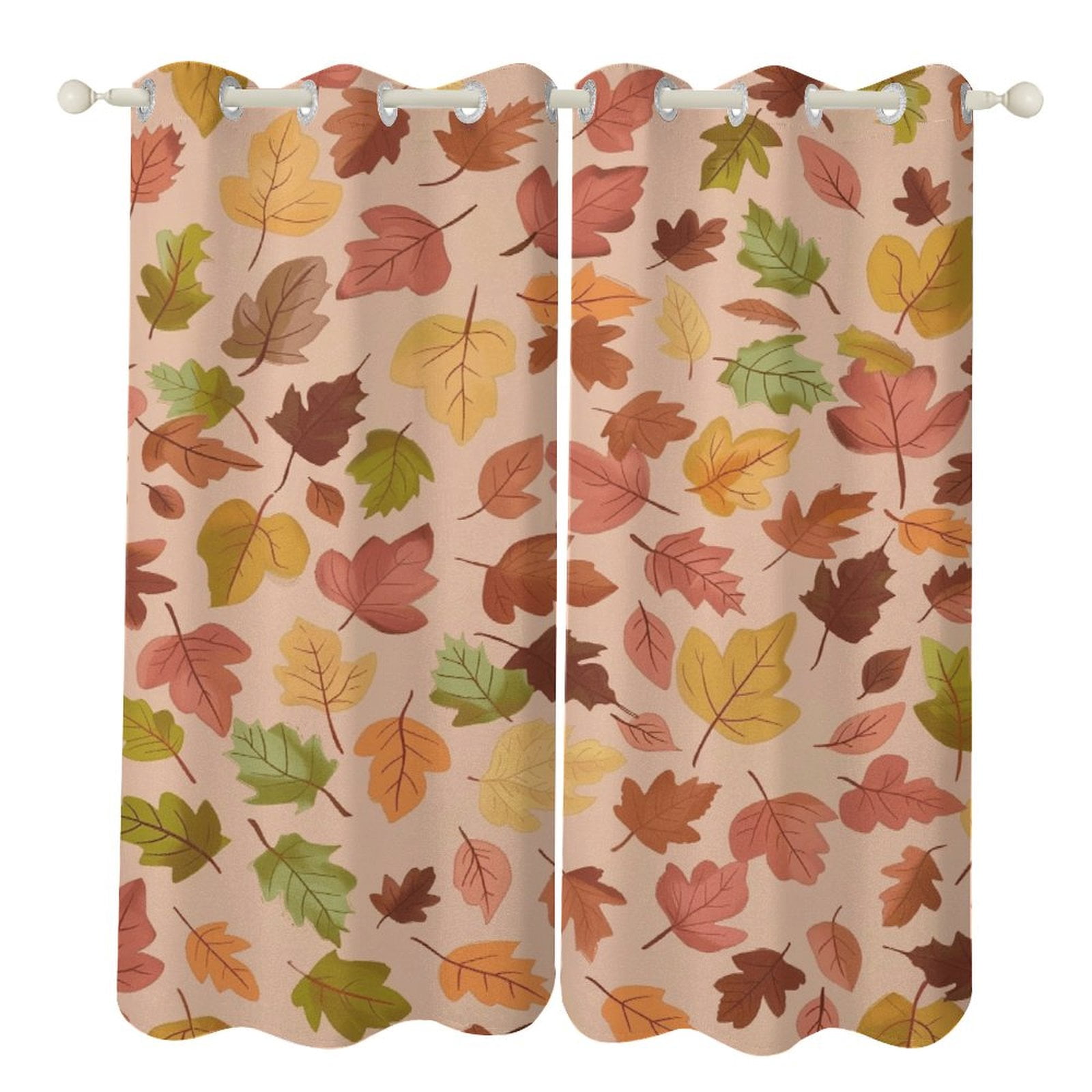 Autumn Harvest Maple Leaves Thanksgiving 2 Panel Curtain Set ...