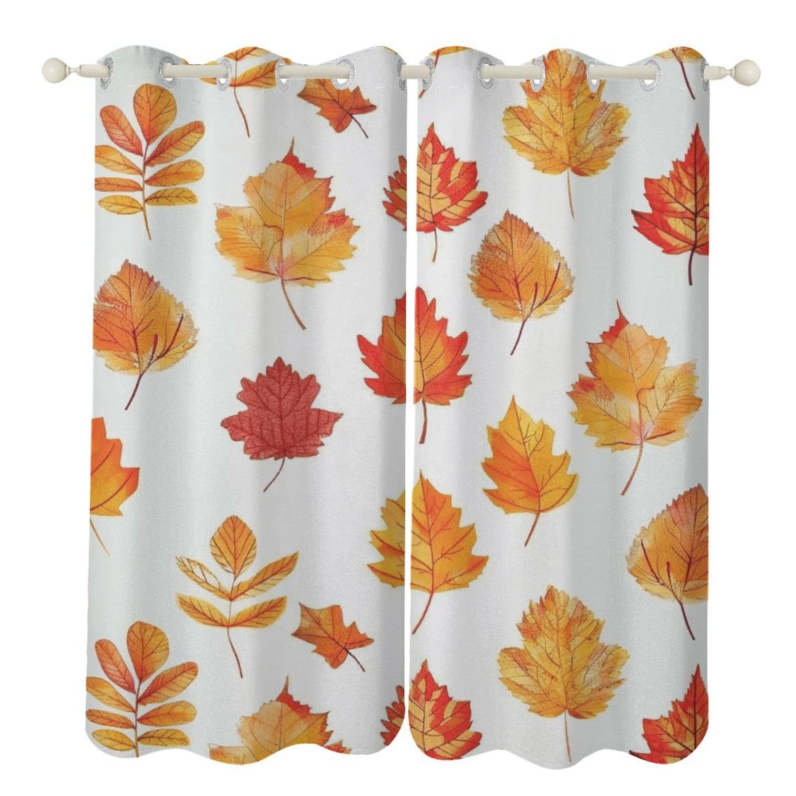 Autumn Harvest Maple Leaves Thanksgiving 2 Panel Curtain Set ...