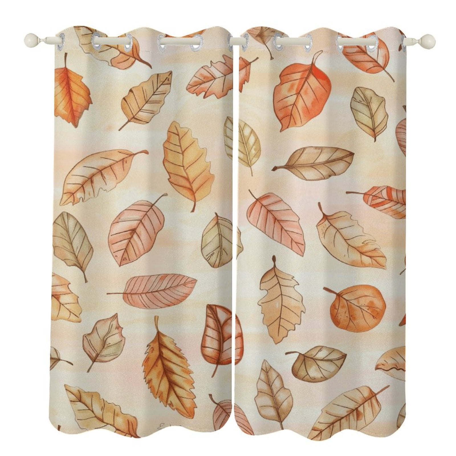 Autumn Harvest Maple Leaves Thanksgiving 2 Panel Curtain Set ...