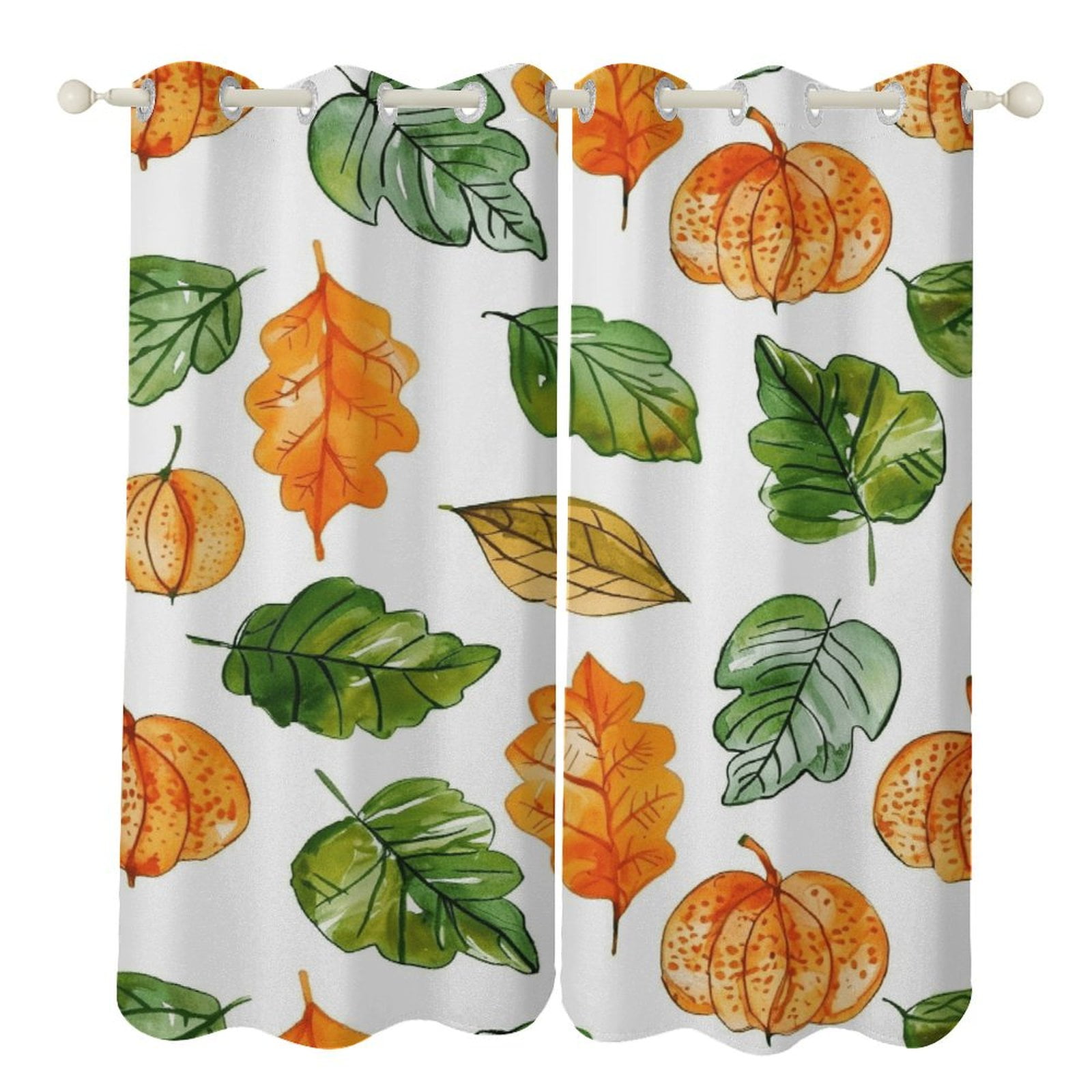 Autumn Harvest Maple Leaves Thanksgiving Curtains Aesthetic ...