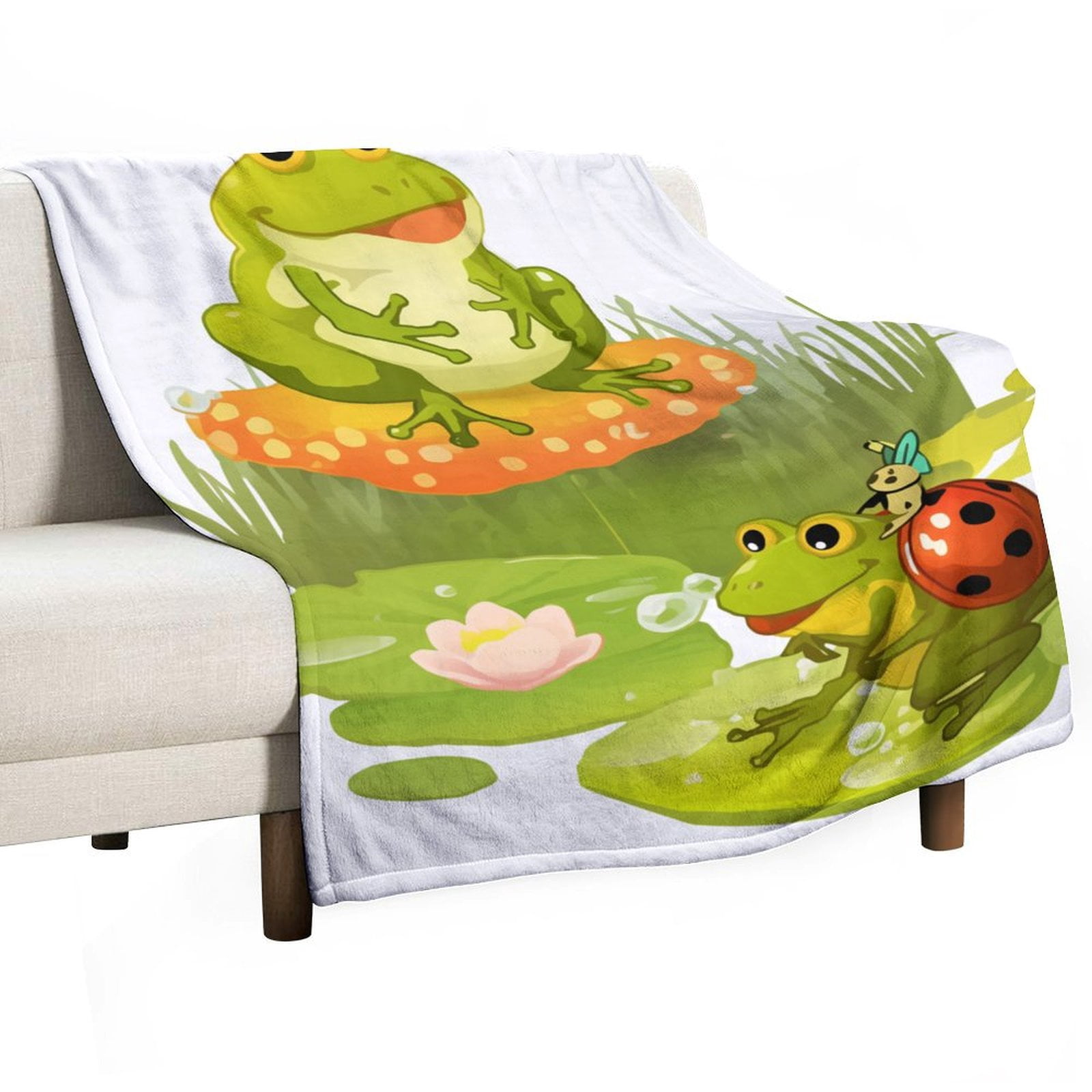 Frog Pond Fun Print Blanket Warm Throw Blanket Soft Flannel Lightweight ...