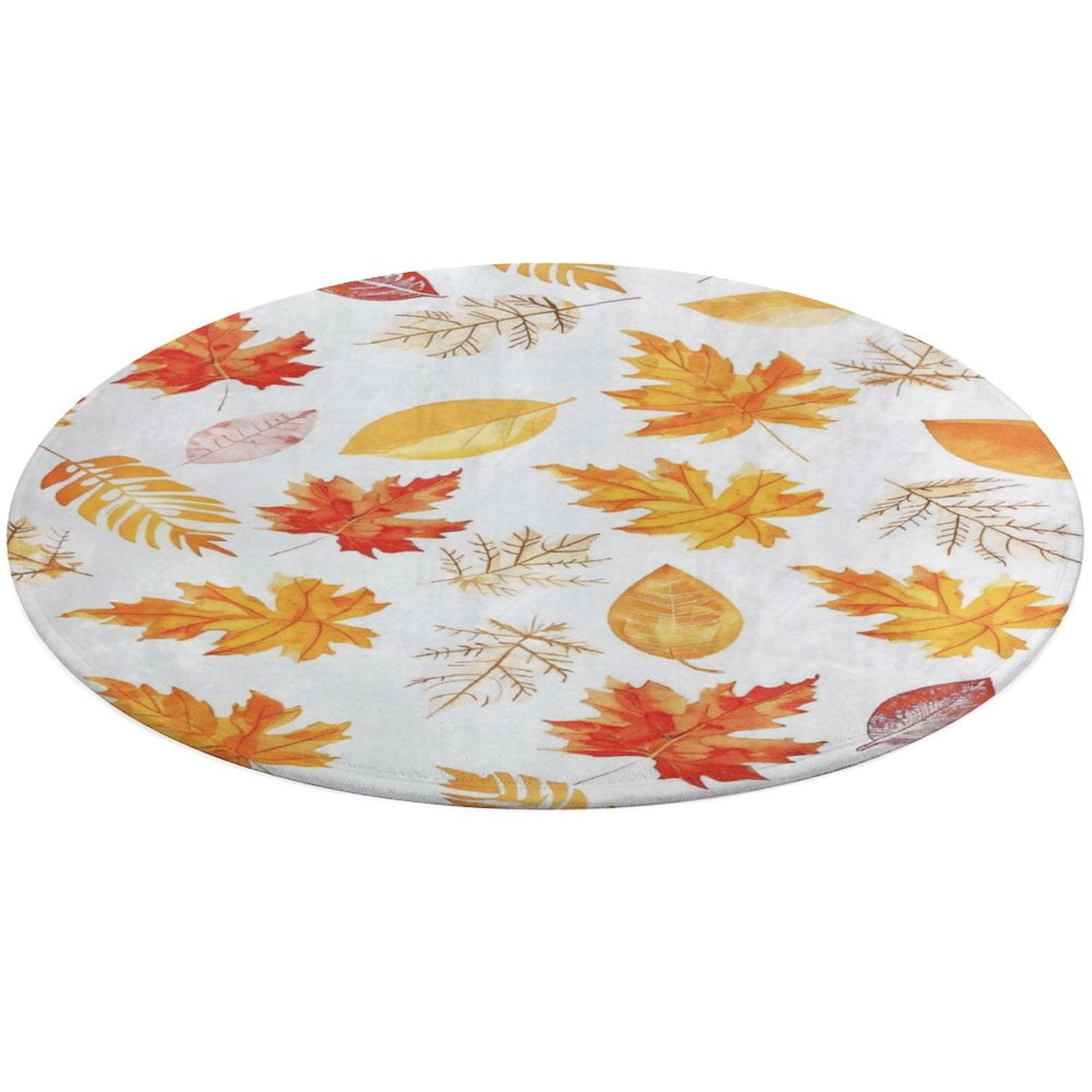 Autumn Harvest Maple Leaves Thanksgiving Round Small Area Rug, Print ...