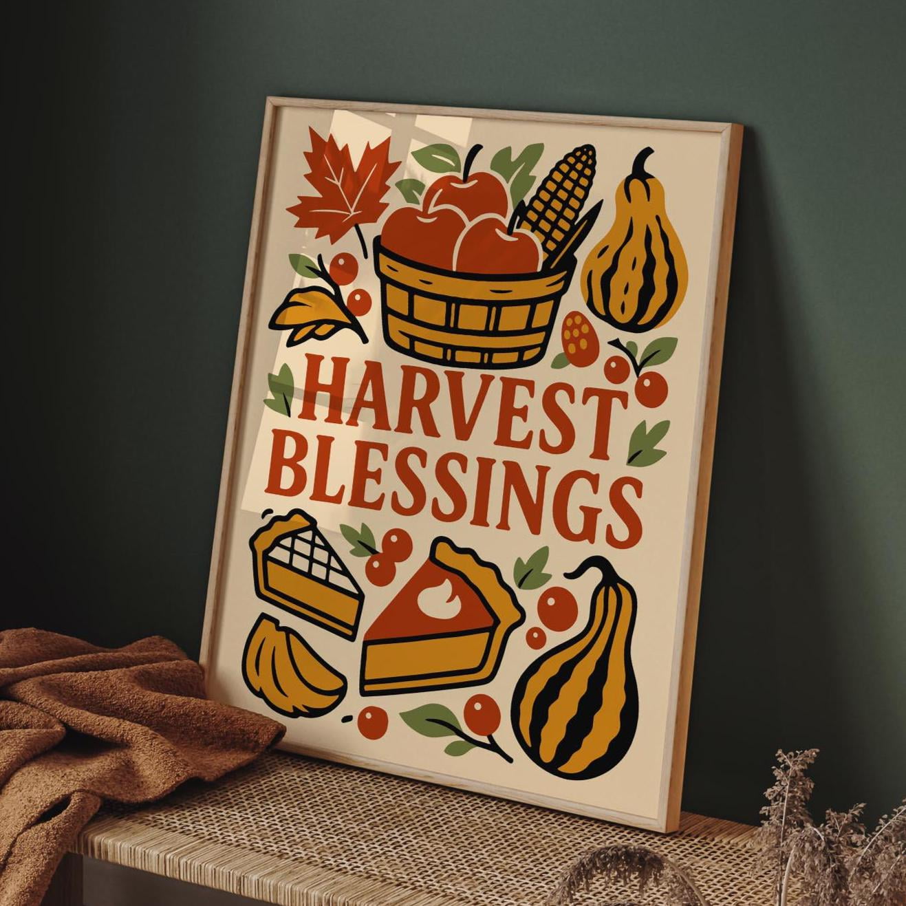 Autumn Harvest Poster, Cozy Fall Kitchen Wall Decor UNFRAMED Poster ...