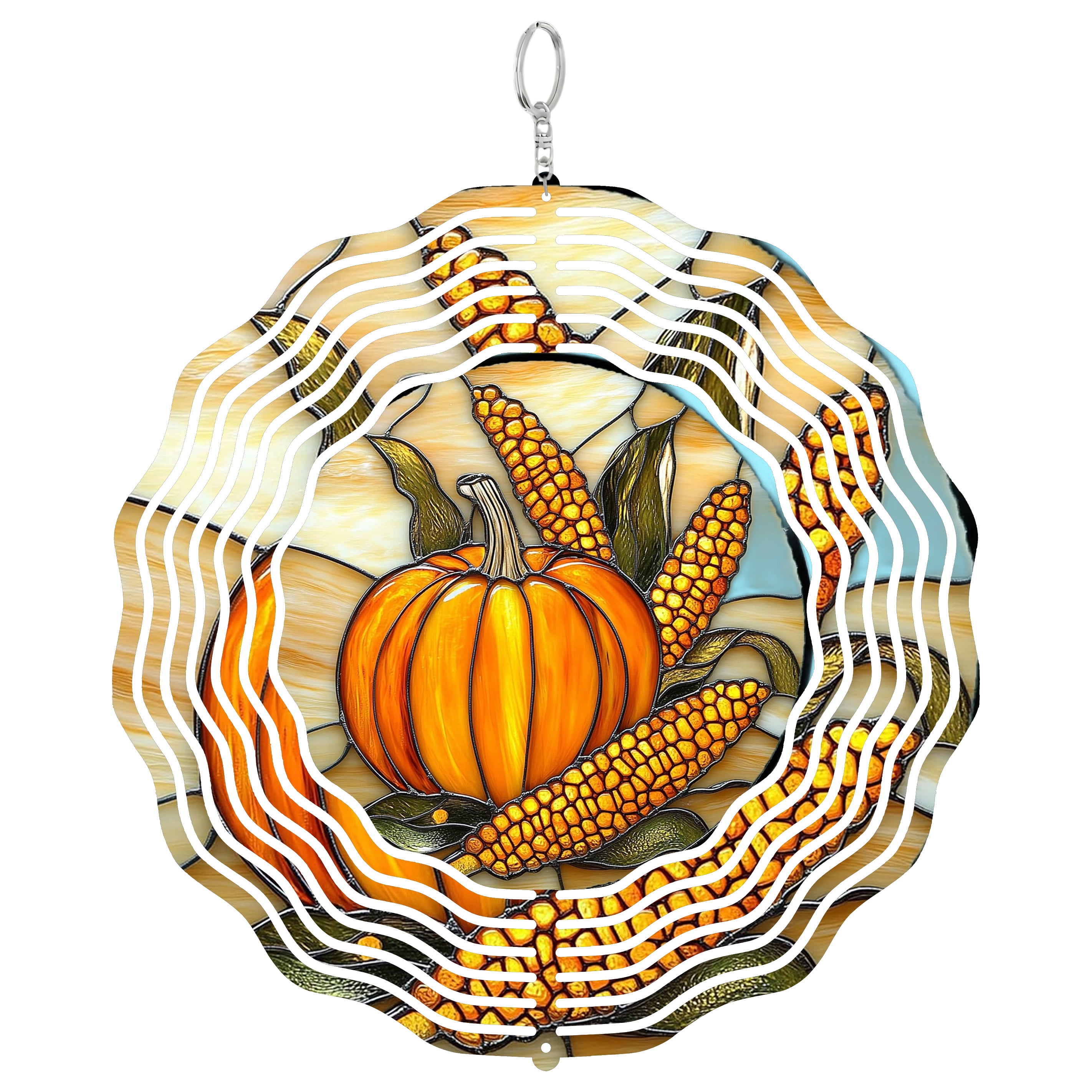 Autumn Harvest Pumpkin Corn Metal Wind Spinner, Fall Outdoor Decor ...