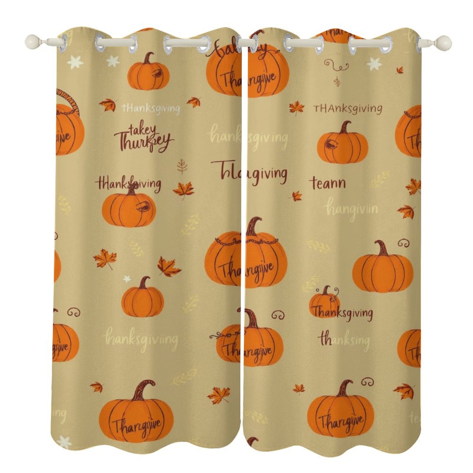 Autumn Harvest Pumpkins 2 Pieces Window Drape Curtain for Living Room ...