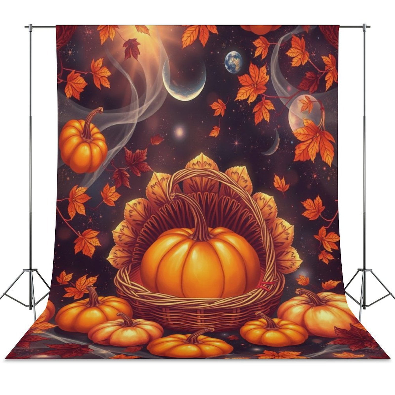 Autumn Harvest Pumpkins Space Backdrop Baby Shower Newborn Portrait Girl Boy Birthday Party ...