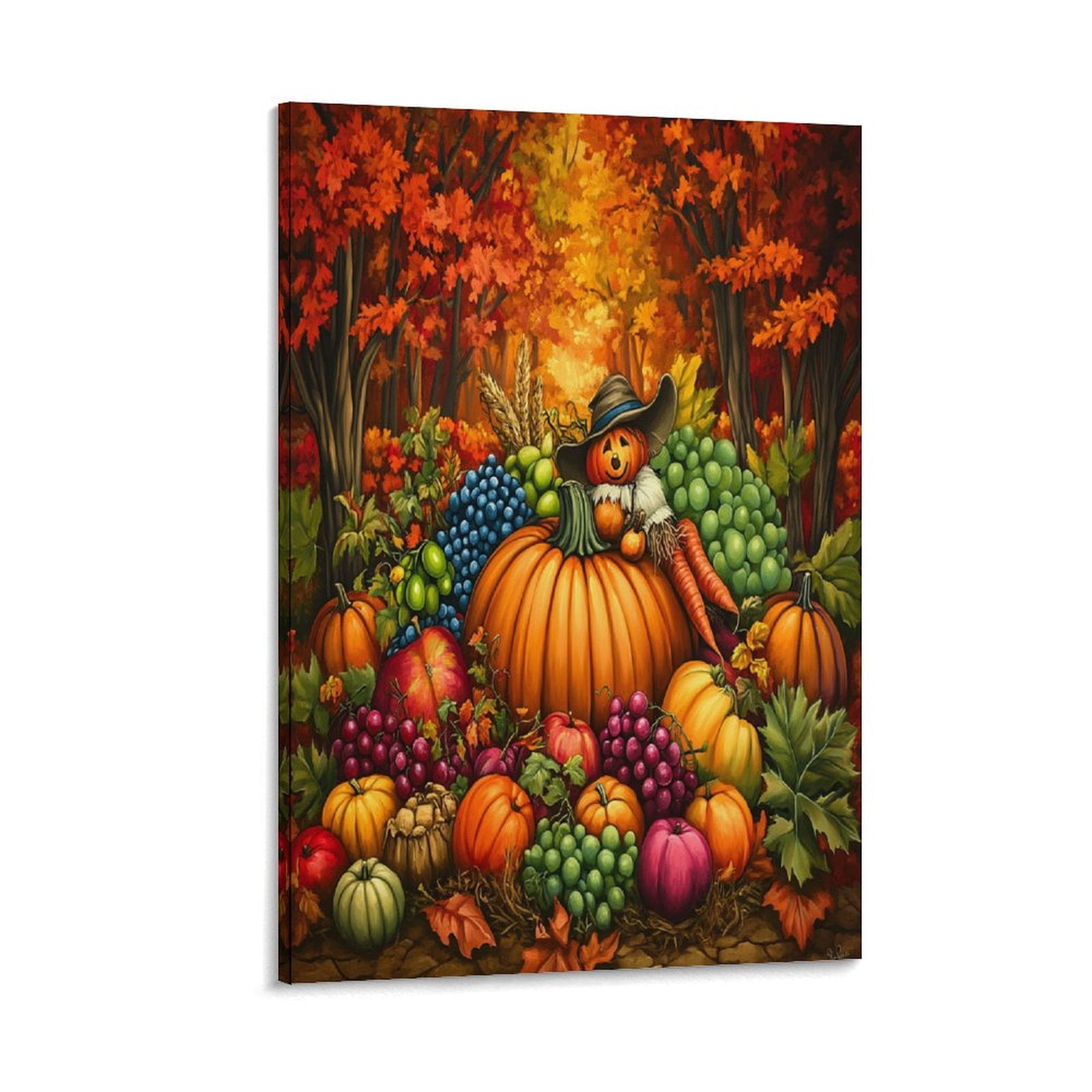 Autumn Harvest Scene with Colorful Fruits And Vegetables Artwork Wall ...