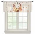 Autumn Harvest Semi Sheer Valance Curtains, Fall White Orange Pumpkin ...