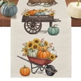 Autumn Harvest Table Runner, Thanksgiving Pumpkins Sunflower Cart Linen ...