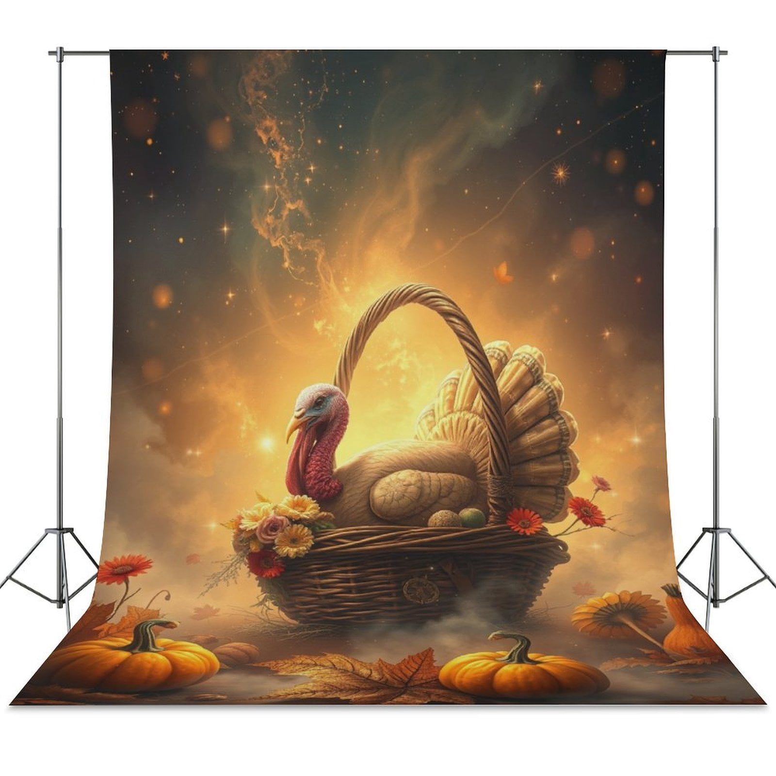 Autumn Harvest Turkey Basket Decorations BackdropPortrait Photography ...