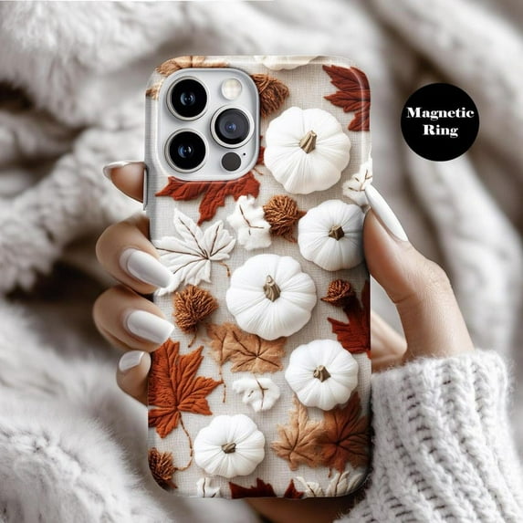 Autumn Harvest White Pumpkins and Fall Floral Phone Case with iPhone 11 ...