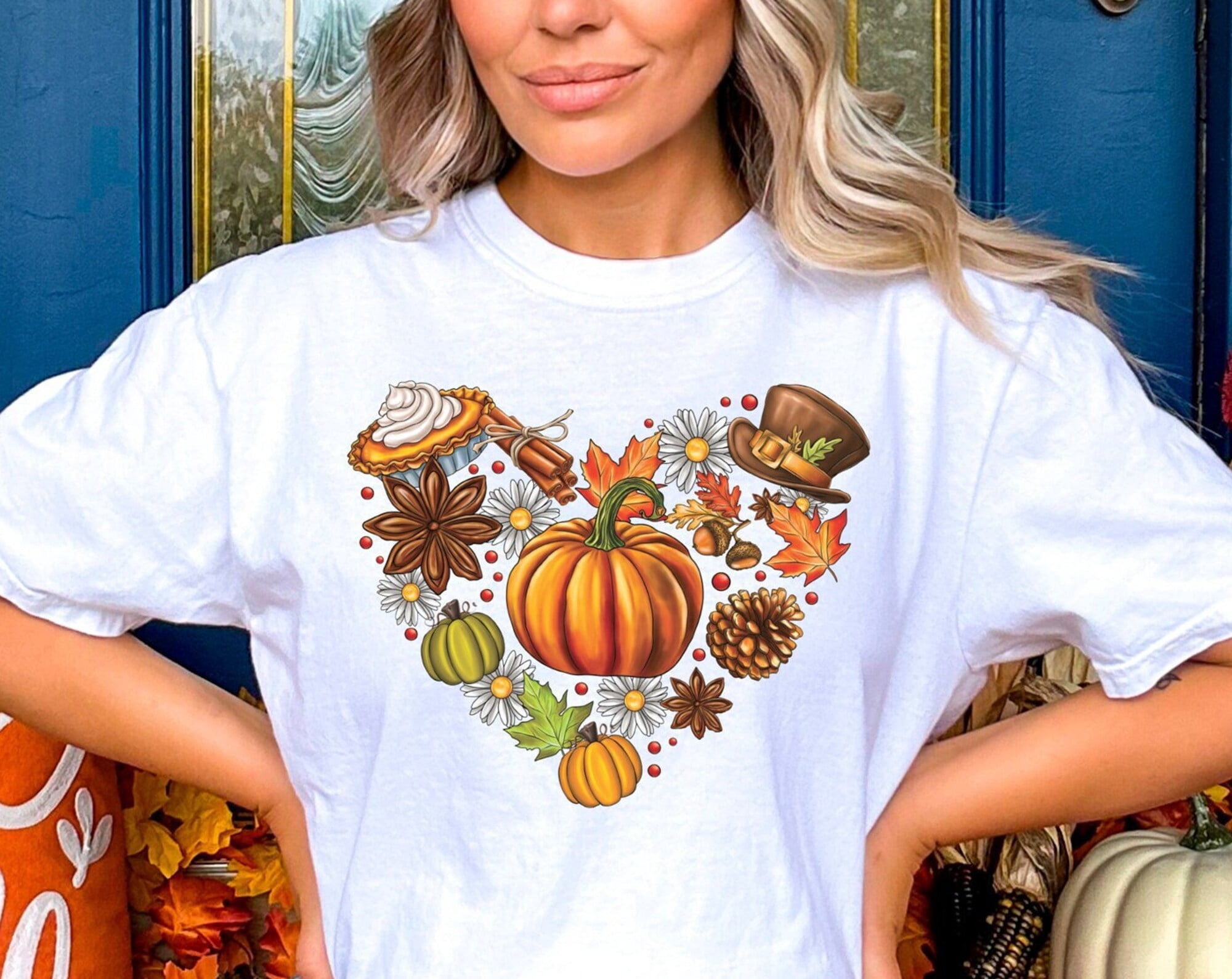Autumn Heart Shirt Fall Doodles TShirt Style Fall Tee Pumpkin Patch ...