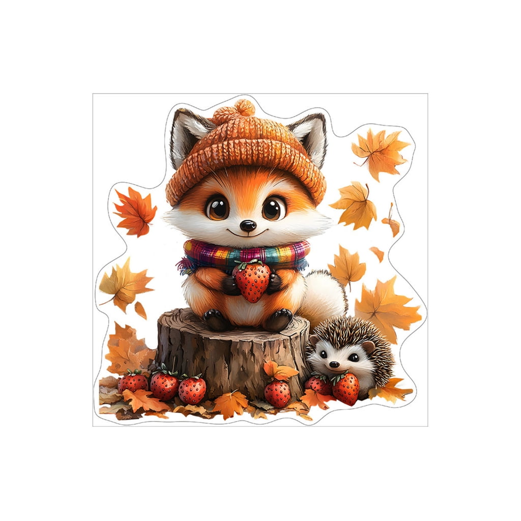Autumn Hedgehogs Statics Cling Decorations Fall Animal Window Sticker ...