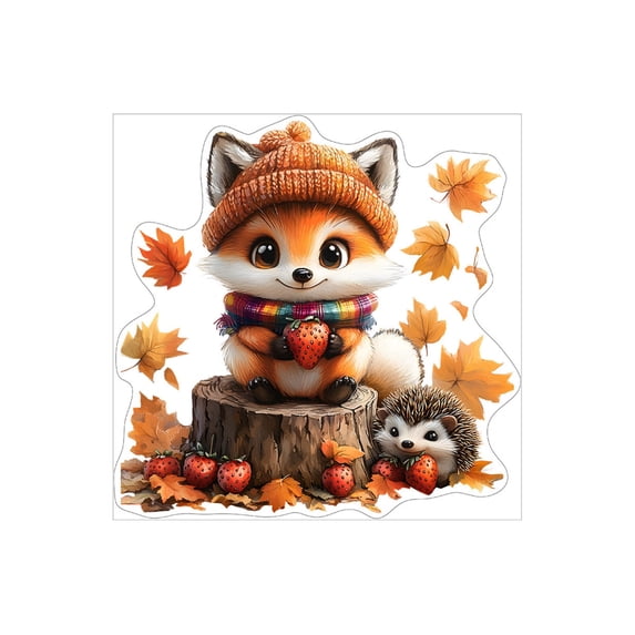 Autumn Hedgehogs Statics Cling Decorations Fall Animal Window Sticker ...