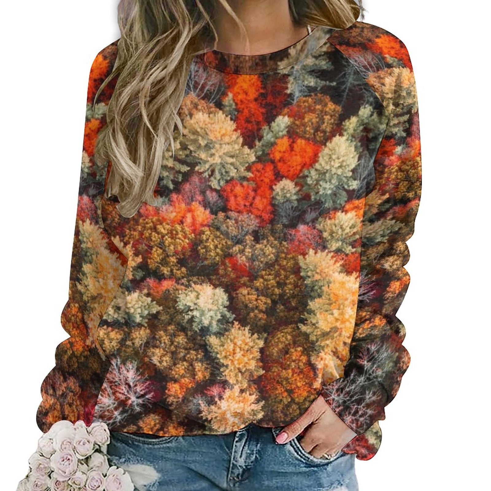 Autumn High Angle View Of A Tree Hoodie Sweatshirt Women Drawstring ...