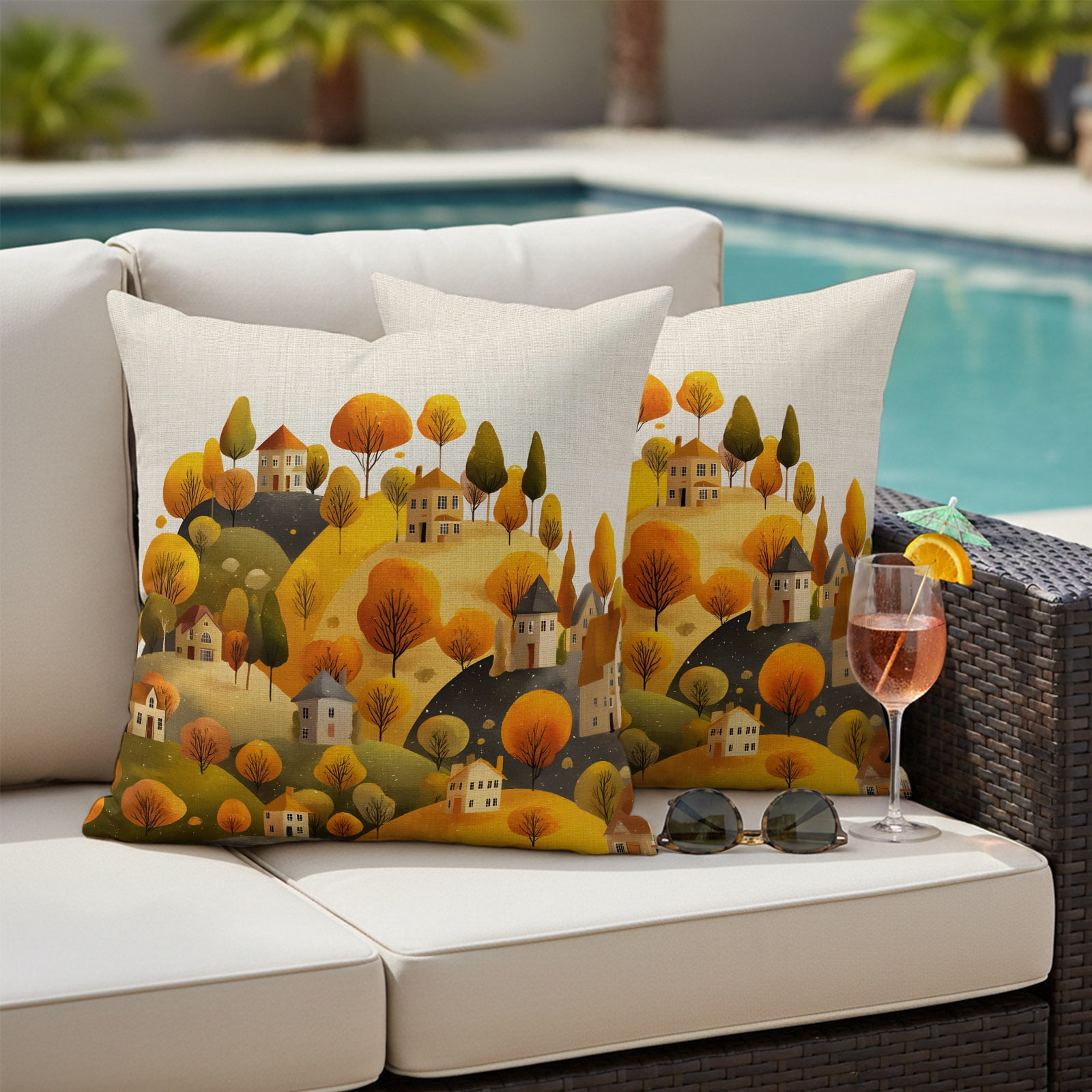 Autumn Hills Fall Outdoor Pillow Covers 16x16 Inch Throw Pillow Covers ...